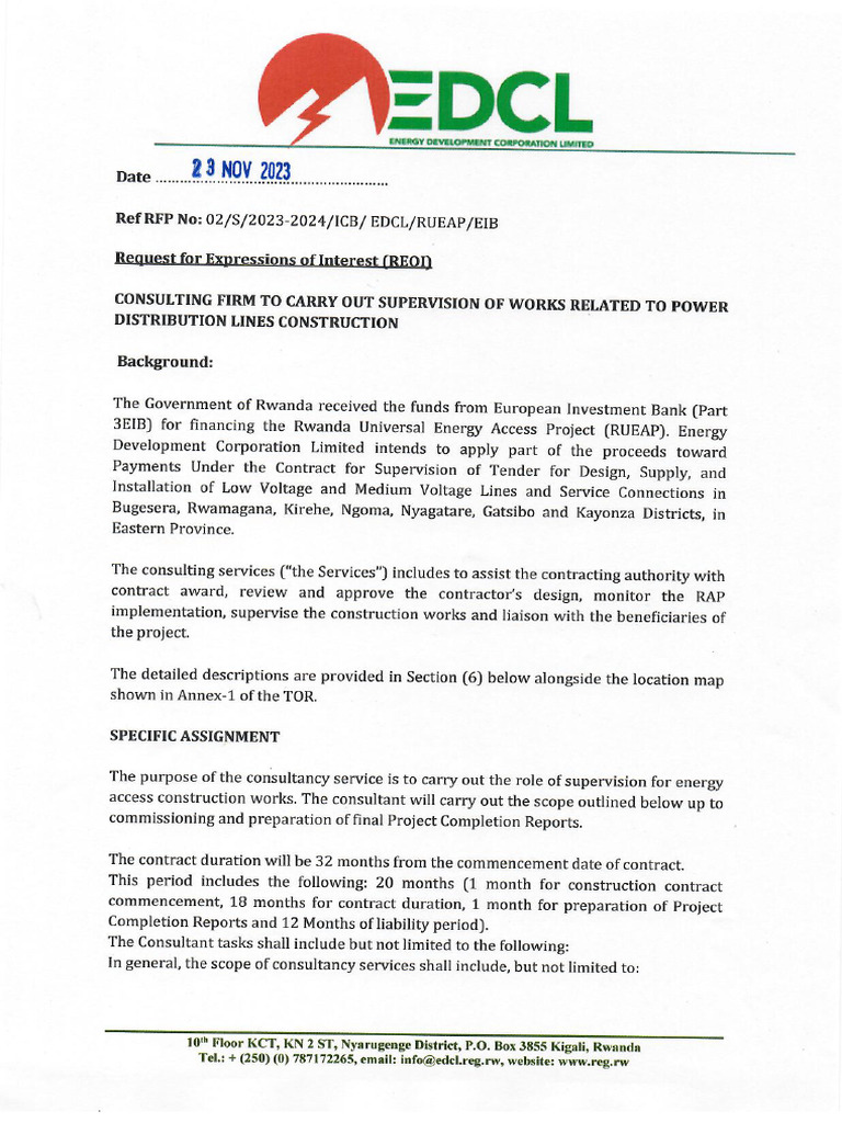 Expression of Interest Supervision East and Its ToR | PDF ...