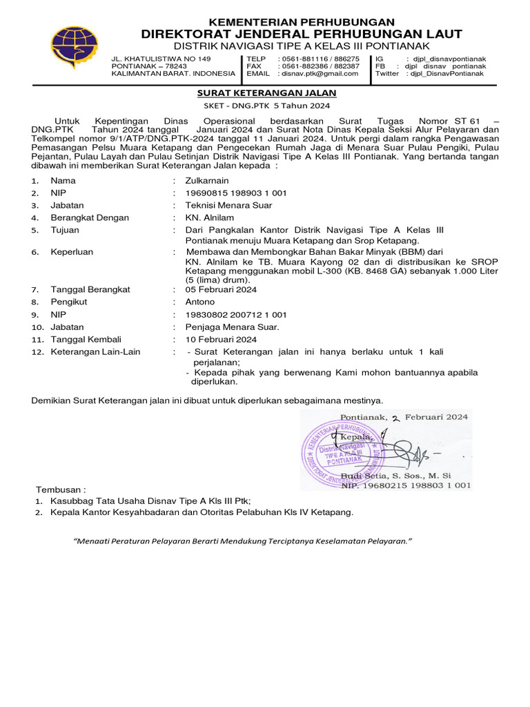 SURAT KETERANGAN JALAN. 1 | PDF