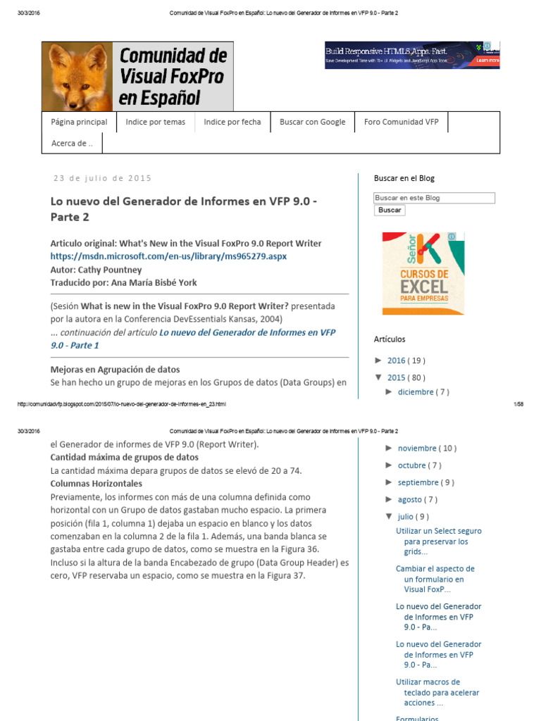 Mejoras en el Generador de Informes VFP 9.0 | PDF | Microsoft | Software