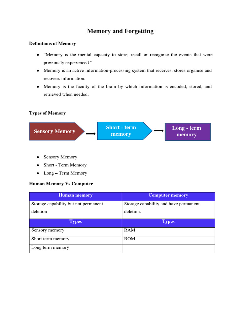 Memory and Forgetting | PDF | Memory | Recall (Memory)
