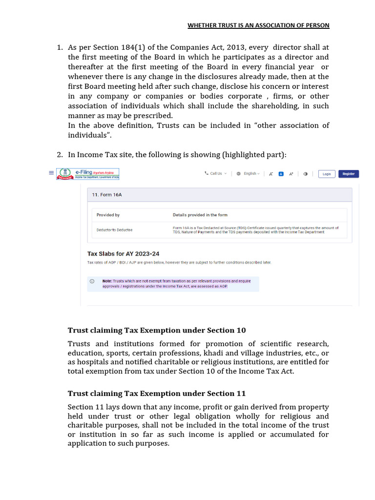 Trust - Association of Persons | PDF | Tax Exemption | Taxes