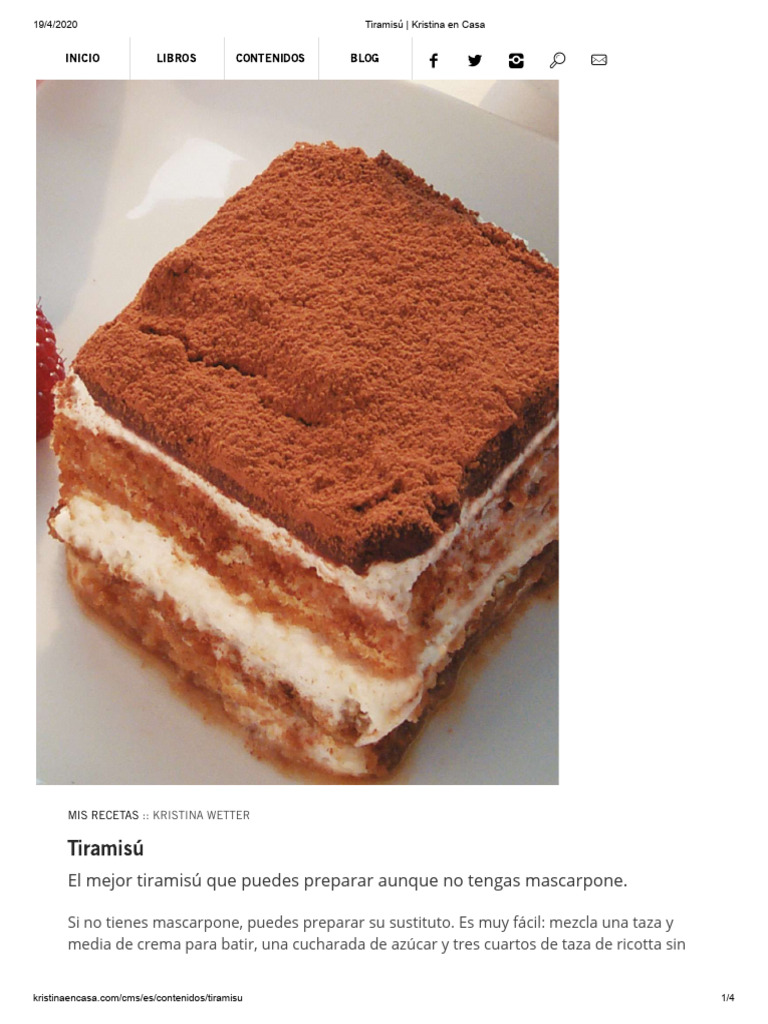 Tiramisú - Kristina en Casa | PDF | café | Postres
