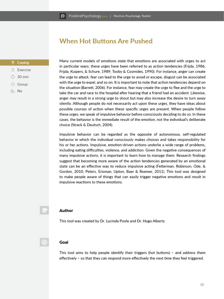 When Hot Buttons Are Pushed | PDF | Emotions | Feeling