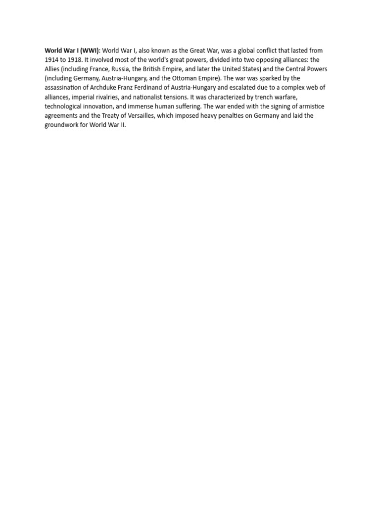 Overview of World War I Causes and Impact | PDF | Politics | History