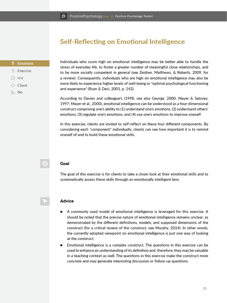 Self-Reflecting On Emotional Intelligence | Download Free PDF ...