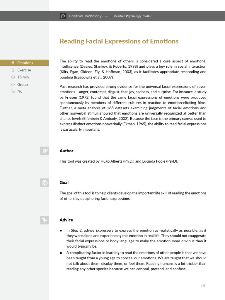 Reading Facial Expressions of Emotions | Download Free PDF | Emotions ...