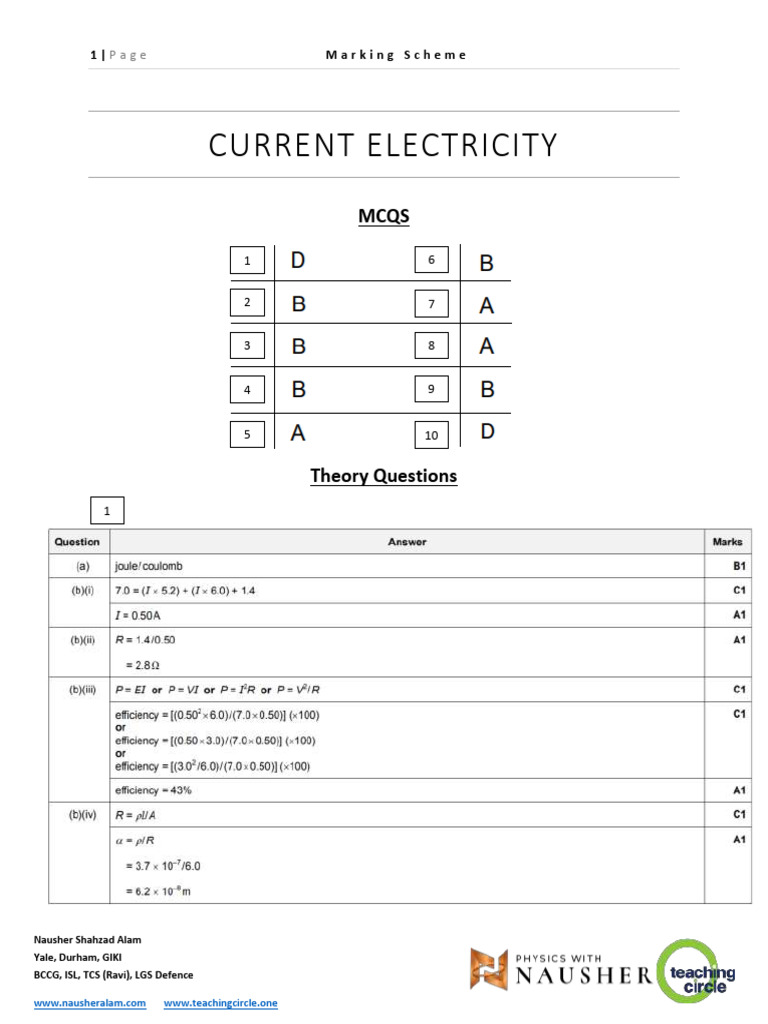 Current Electricity - Ms 3 | PDF