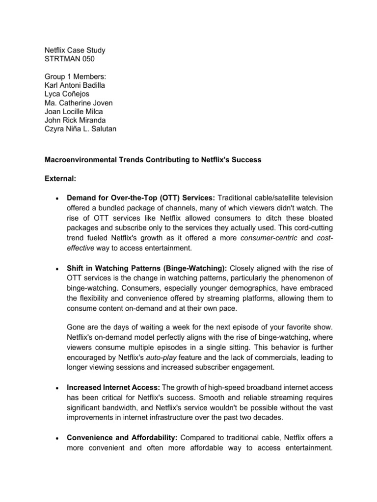 Netflix Case Study | PDF | Netflix | Streaming Media