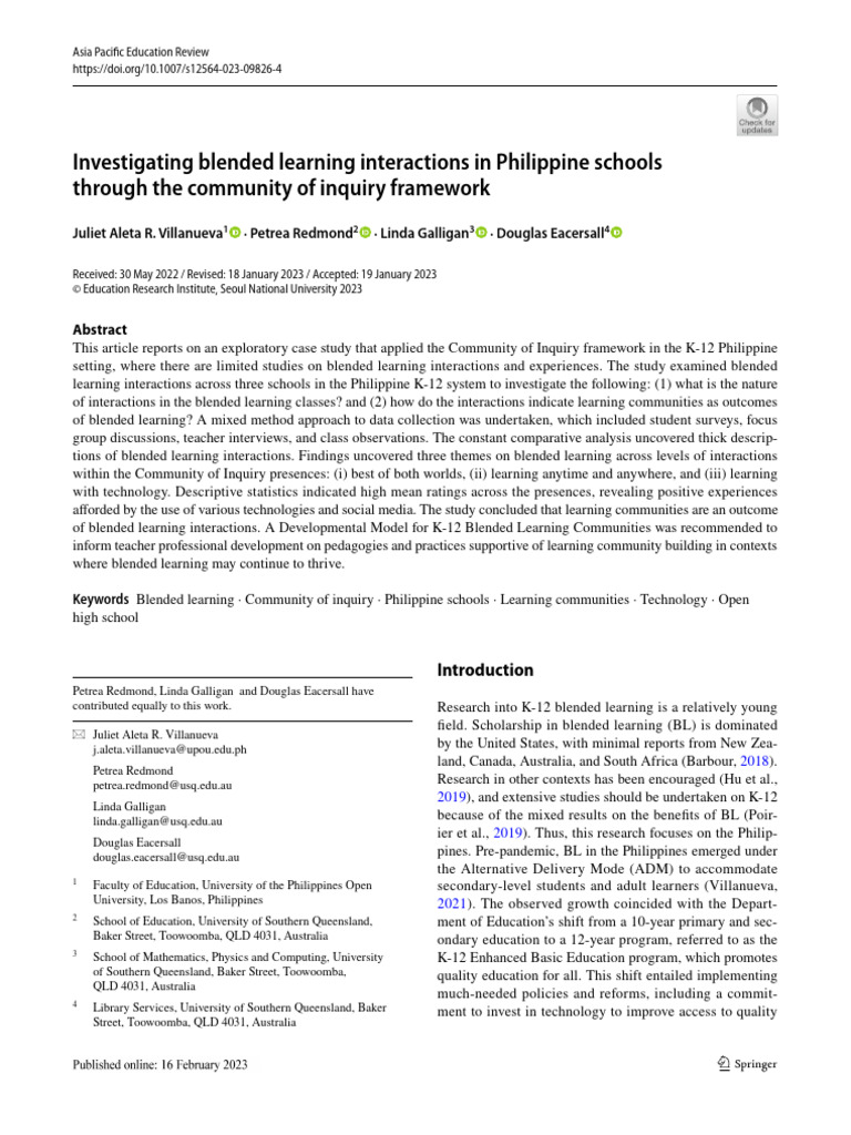 Investigating Blended Learning Interactions in Philippine Schools ...