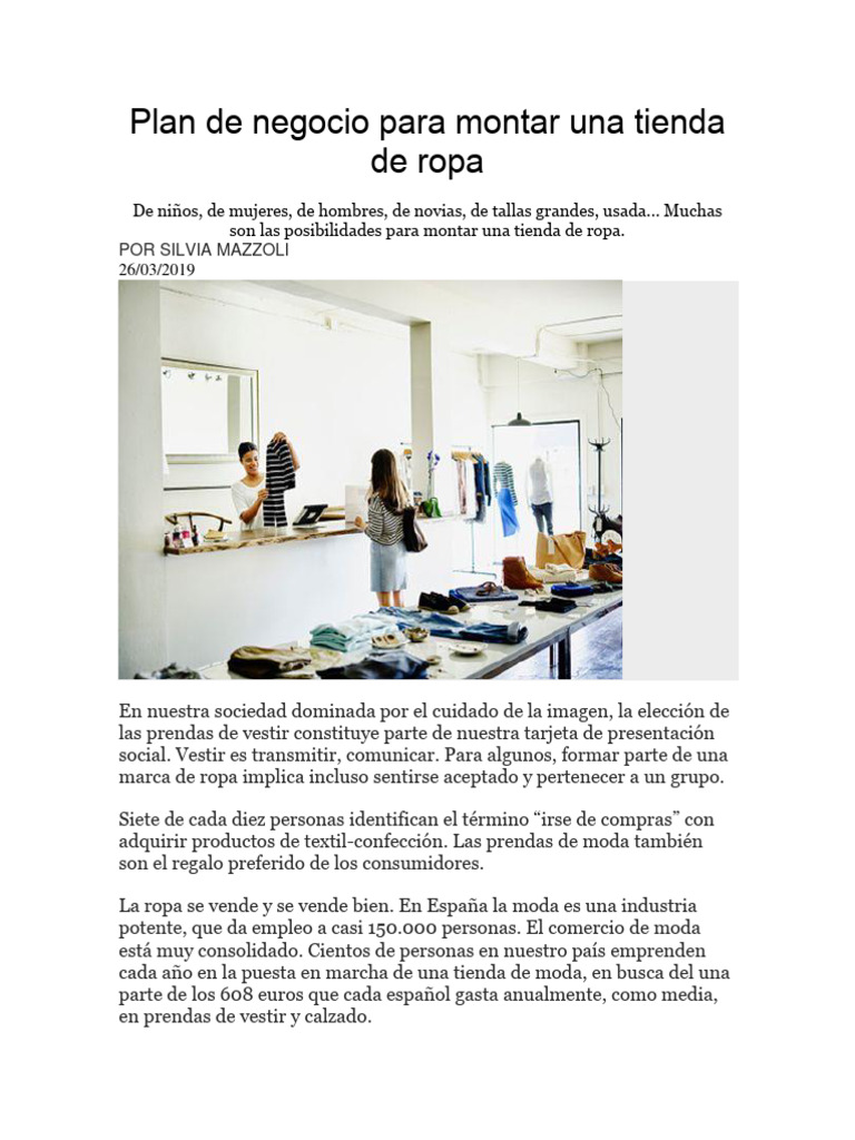Plan de negocio para montar una tienda de ropa | PDF | Moda | Ropa