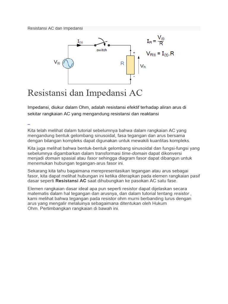 Perbedaan Resistansi dan Impedansi AC | PDF | Sains & Matematika