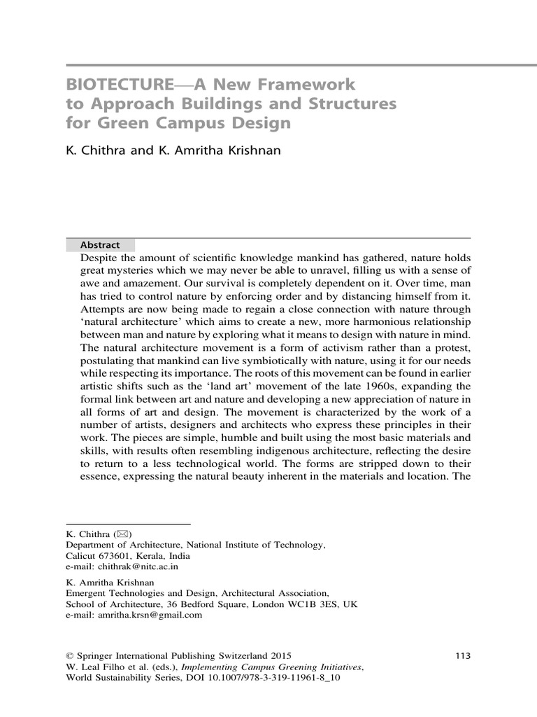 BIOTECTURE-A New Framework To Approach Buildings and Structures For ...