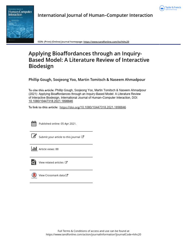 Applying Bioaffordances Through An Inquiry Based Model A Literature Review of Interactive ...