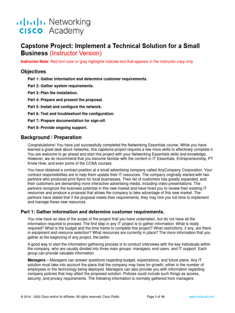 Networking Essentials 2.0 Capstone - ILM | PDF | Computer Network | Internet