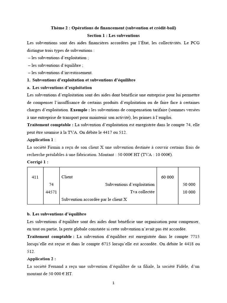 Fiche 5 Compta Appro | PDF | Subvention | Dépréciation