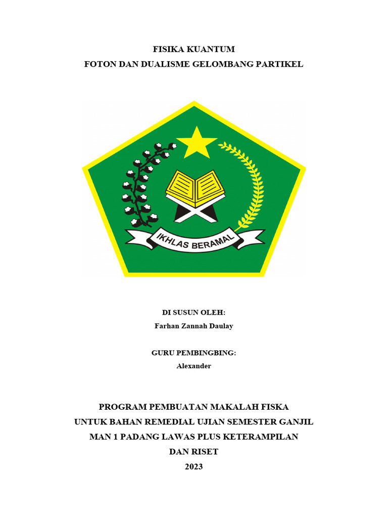Foton dan Dualisme Gelombang Partikel | PDF | Metode & Bahan Ajar ...