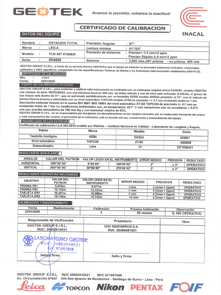 Certificado de Calibración | PDF