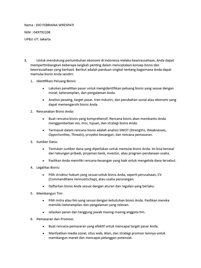 Jawaban Tugas 1 Pengantar Bisnis | PDF | Bisnis