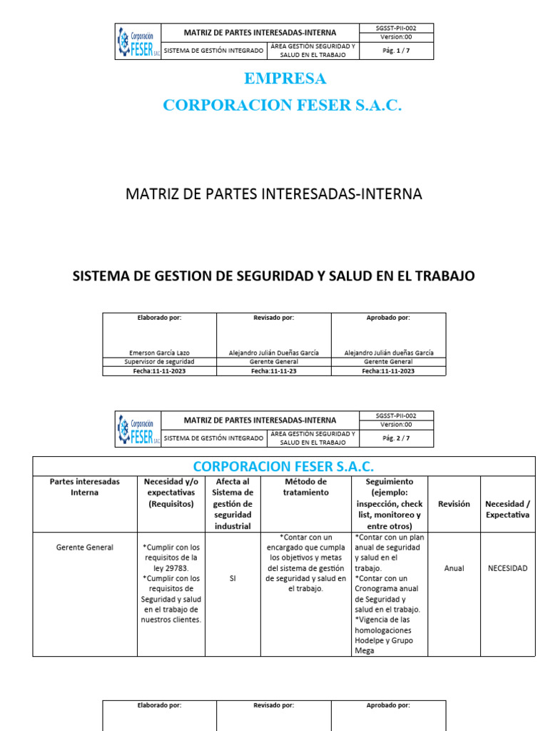 Matriz de Partes Interesadas SGSST | PDF | Business