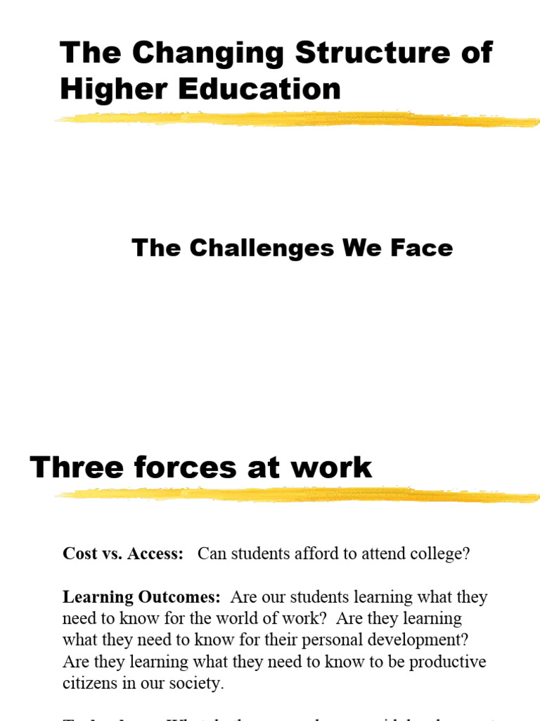 Forces Reshaping Higher Education | PDF | Teachers | Learning