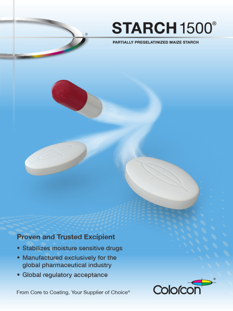 Colorcon Starch 1500 Brochure - Jul19 | PDF | Starch | Pharmaceutical ...
