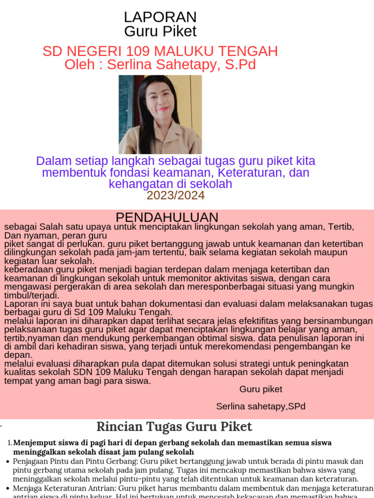 Laporan Guru Piket Serli Sahetapy | PDF | Karier & Perkembangan | Kesehatan Holistik