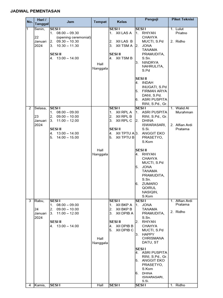 Jadwal Ujian - REVISI | PDF