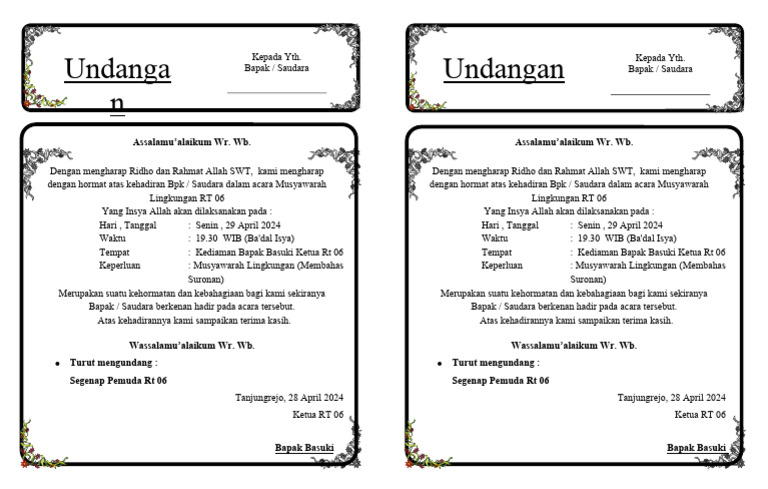 Undangan Tahlil | PDF