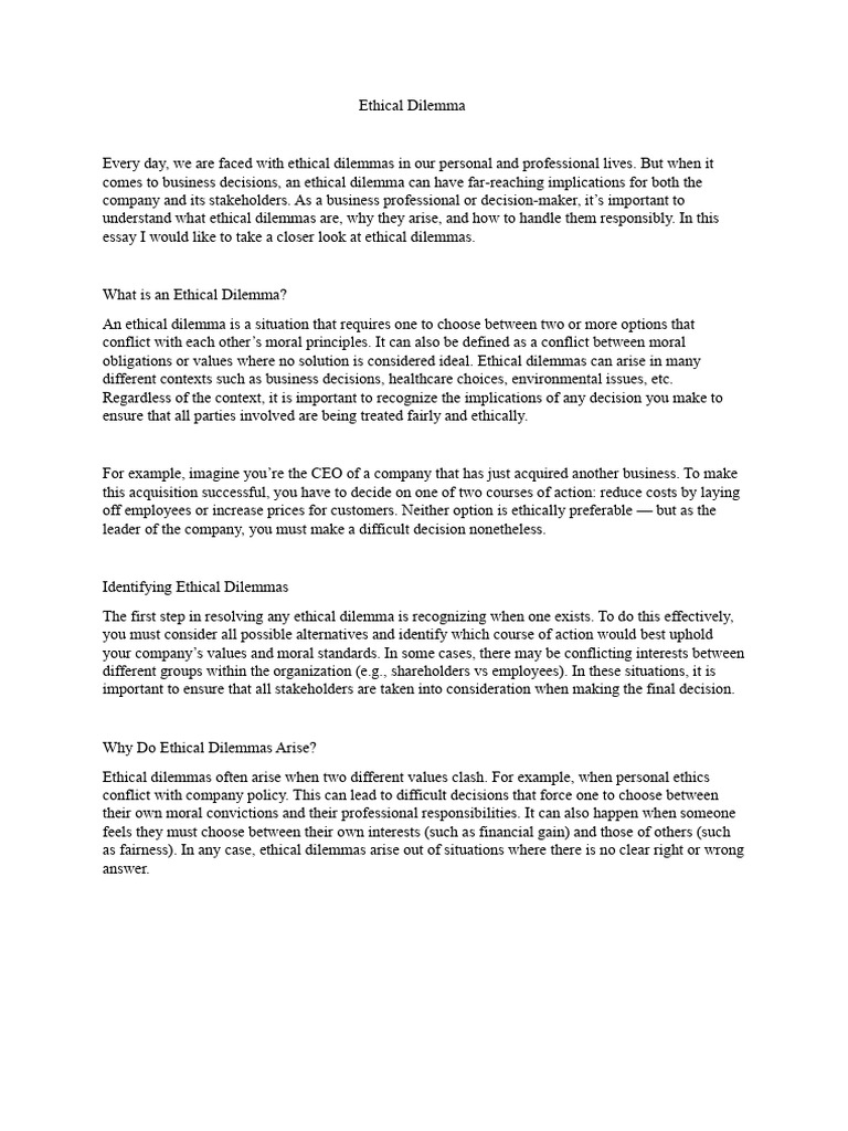 Ethical Dilemma | PDF | Evaluation | Morality