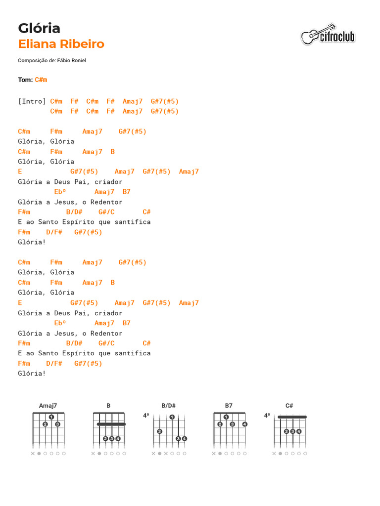 Cifra Club Eliana Ribeiro Glória Pdf