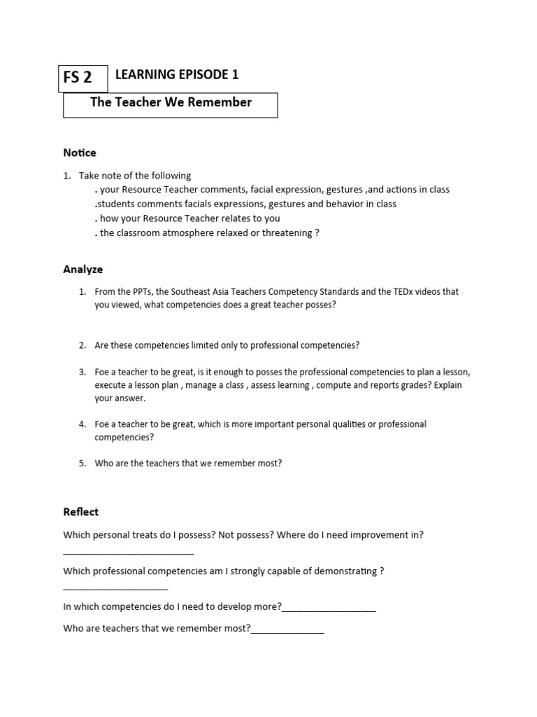 FS 2 Episode 1 | PDF | Career & Growth