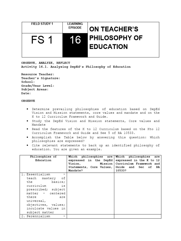 FS 1 Episode 16 | Download Free PDF | Learning | Philosophy Of Education