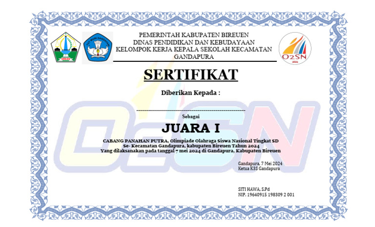 Sertifikat PANAHAN 1 | PDF