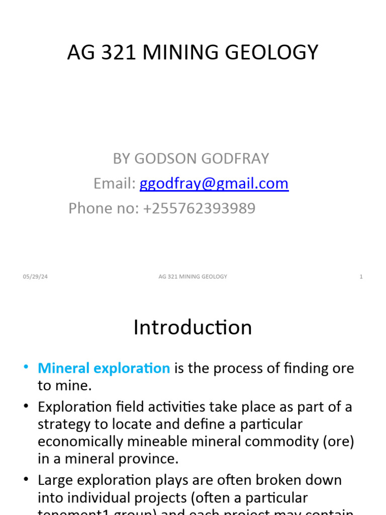 Lecture 1 Mineral Exploration Processes Download Free Pdf Mining