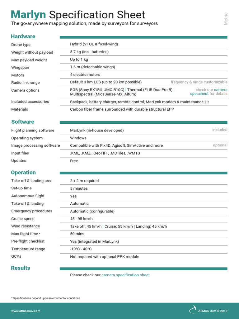 Surveyor's Drone Specification Sheet | PDF | Unmanned Aerial Vehicle