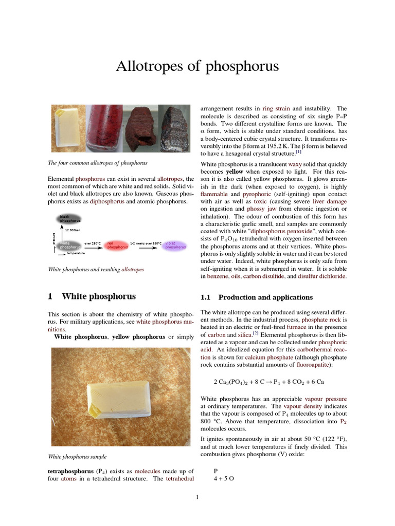 Allotropes of Phosphorus | PDF | Materials | Physical Sciences