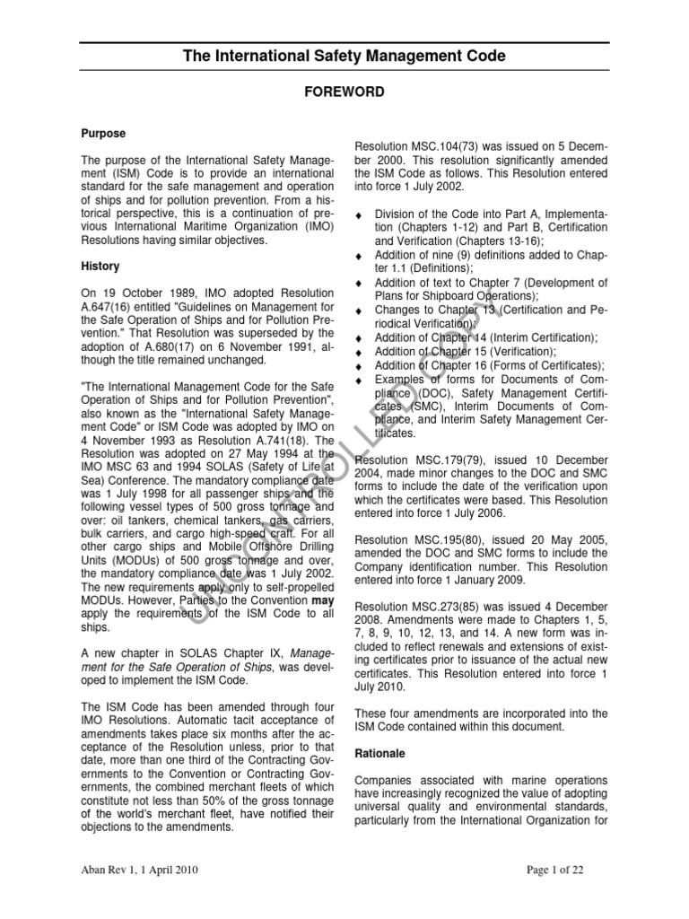 ISM CODE | PDF | Safety | Audit