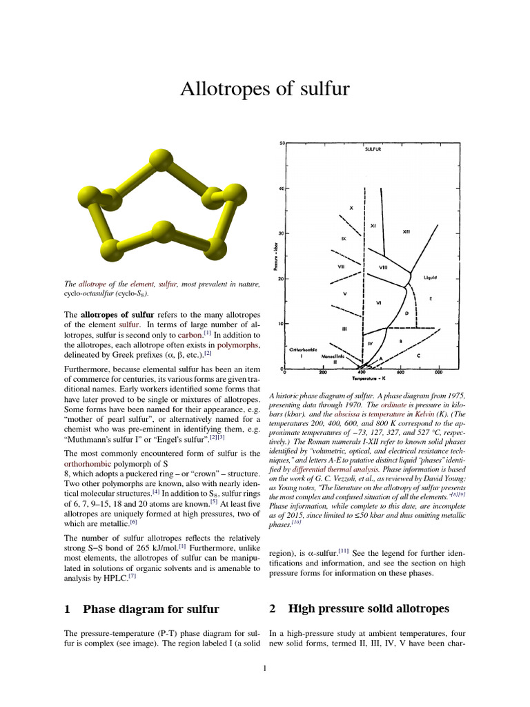 Allotropes of Sulfur | Download Free PDF | Physical Chemistry | Chemistry