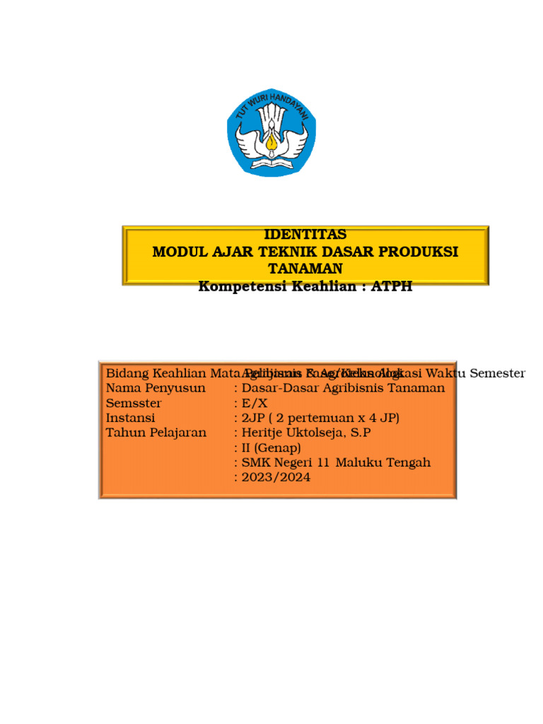 Modul Ajar Elemen Teknik Dasar Produksi Tanaman | PDF | Sains & Matematika | Teknologi & Rekayasa