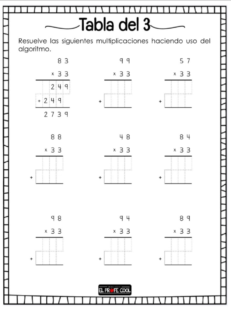 Ejercicios para Tablas de Multiplicar | PDF