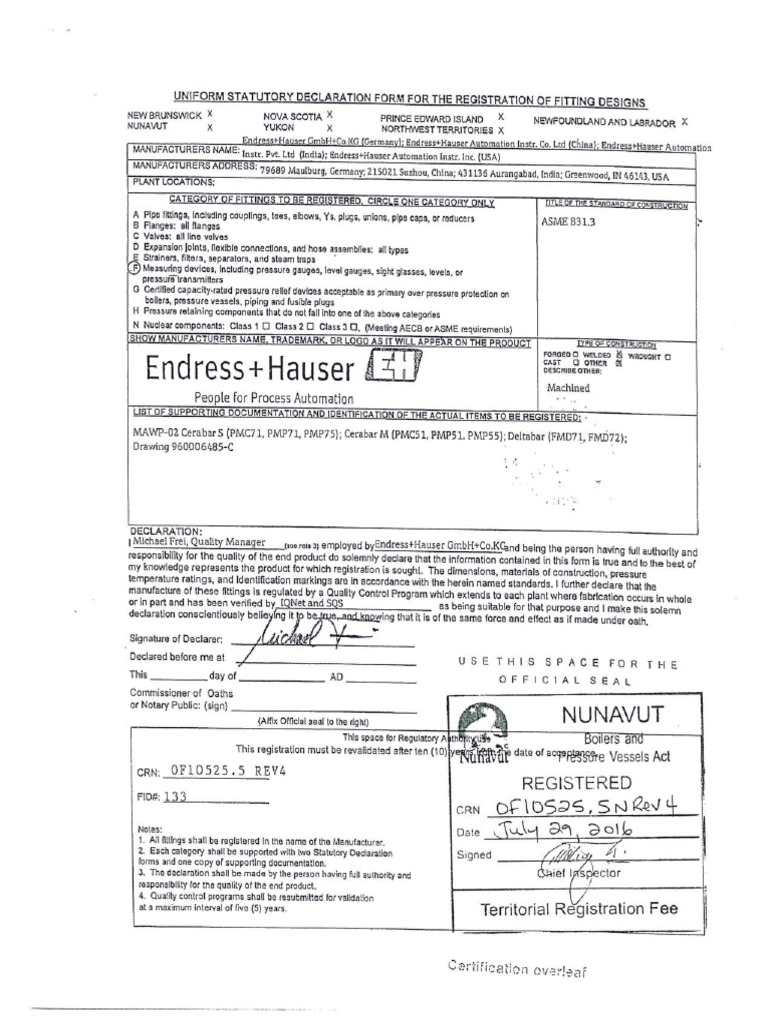 13 - NU - 0F10525.5N Rev4 - Cerabar M&S & Edp | PDF