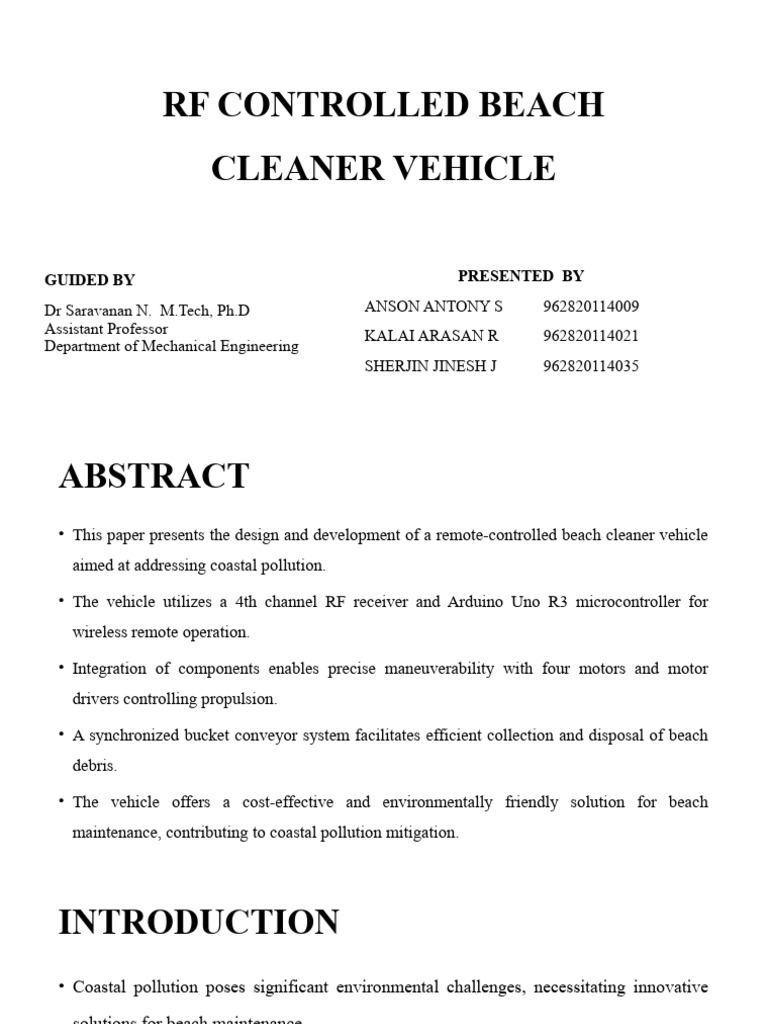 Remote-Controlled Beach Cleaner Vehicle | PDF | Remote Control | Vehicles
