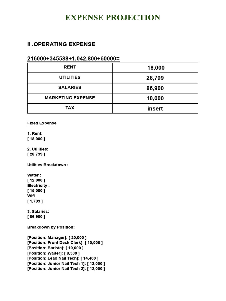 Expense Projection (Final) | PDF | Nail (Anatomy) | Lawyer