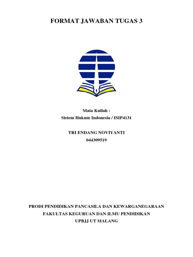 Format Jawaban Tugas 3 Sistem Hukum Indonesia | PDF
