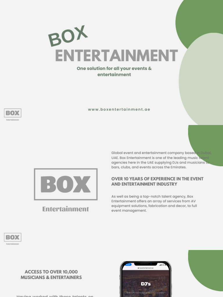 Box Entertainment Proposals | PDF | United Arab Emirates | Delicatessen