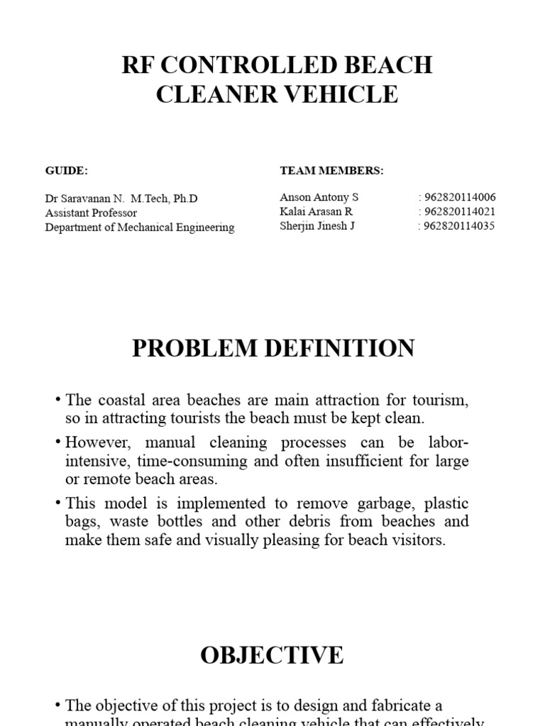 Manual Beach Cleaner Vehicle Guide | PDF | Beach | Engineering