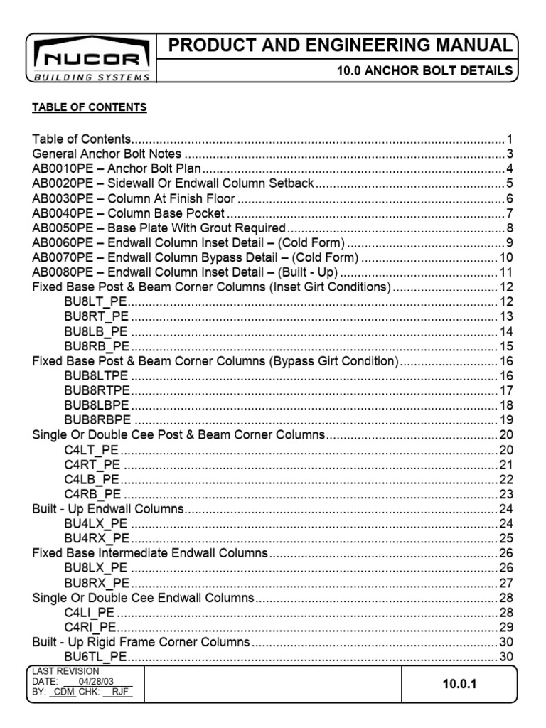 Anchor Bolt Details Manual | PDF | Structural Engineering | Building ...