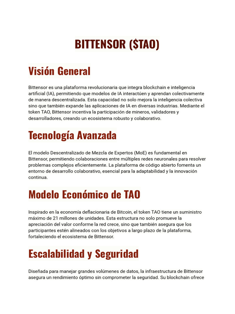 Bittensor $TAO | PDF | Inteligencia artificial | Inteligencia (IA) y semántica
