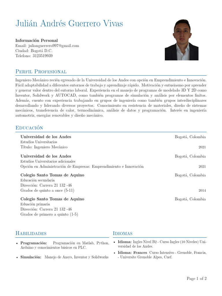 CV_JGF | PDF | Ingeniería mecánica | Ingeniería