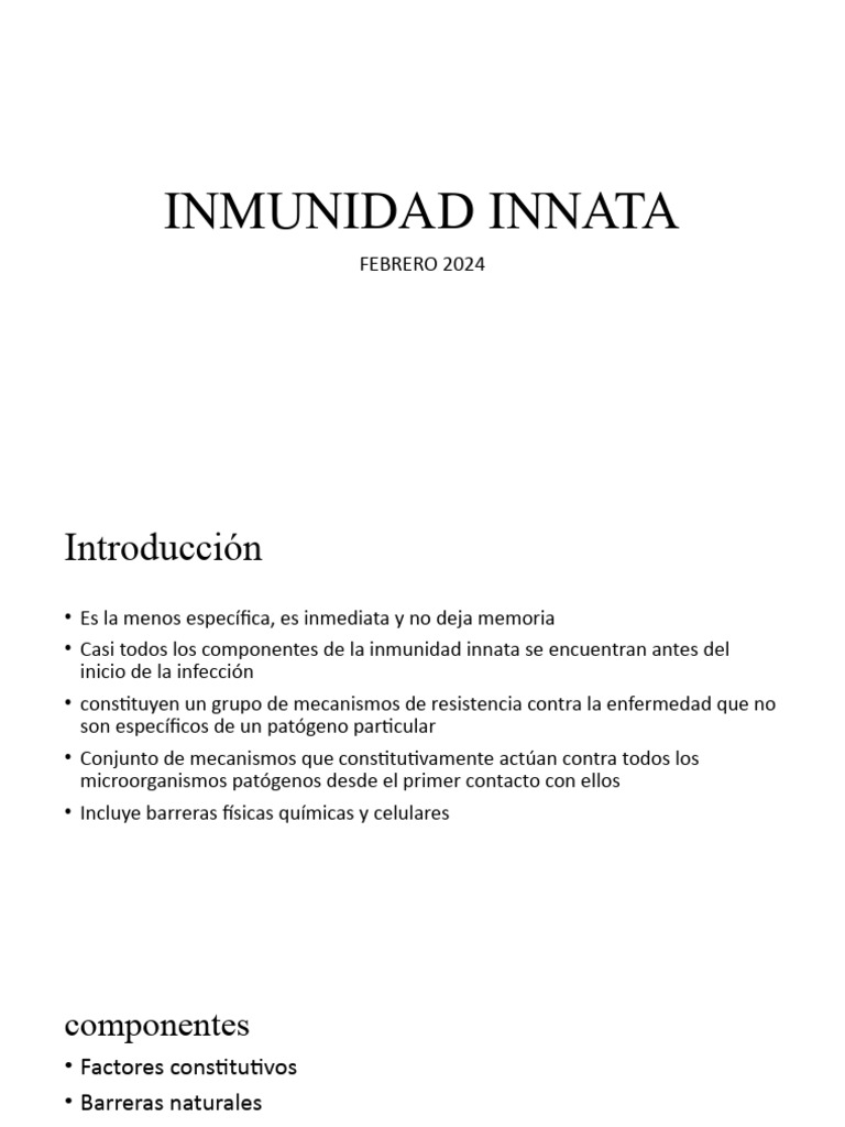 INMUNIDAD INNATA - Clase2 | PDF | Citocina | Sistema inmune